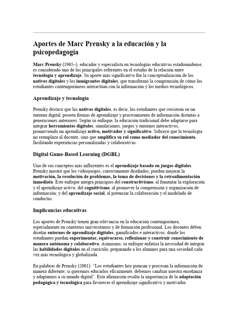 Marc Prensky | PDF | Aprendizaje | Inteligencia