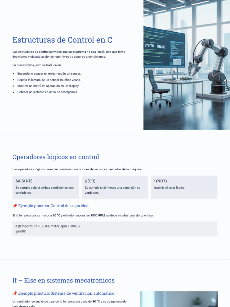 Estructuras de Control en C para Mecatrónica | PDF | Ingeniería de ...