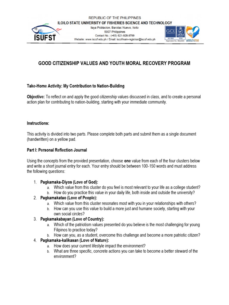 Good Citizenship Activity | PDF