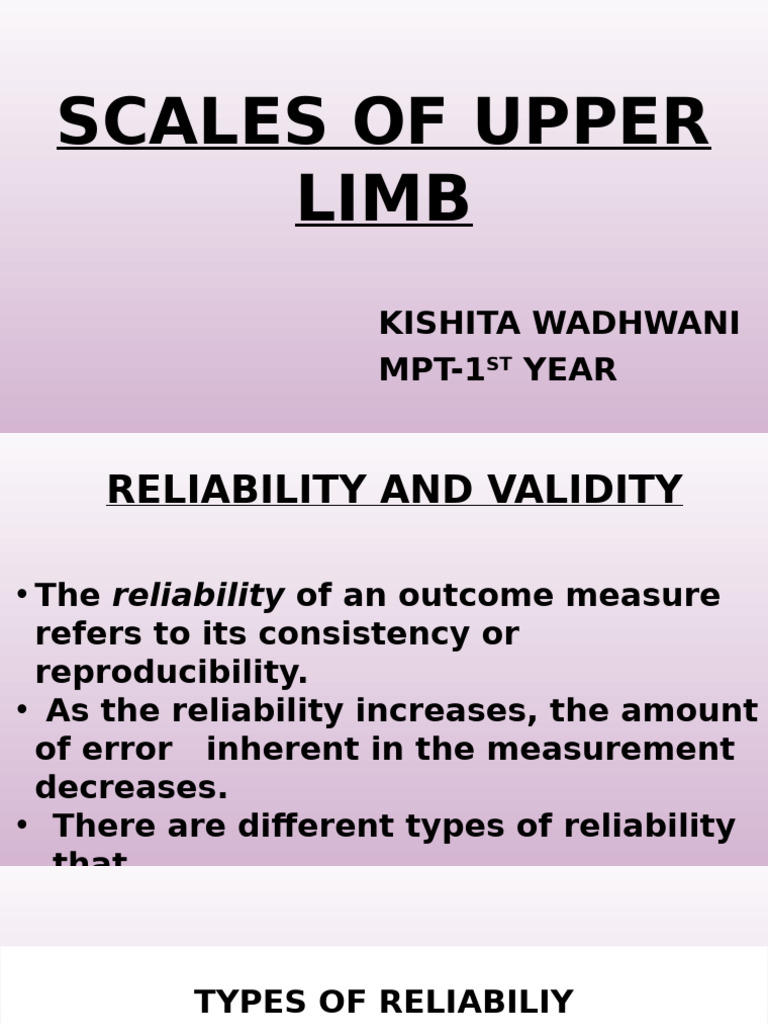 Scales of Upper Limb - 1 | PDF | Validity (Statistics) | Internal ...