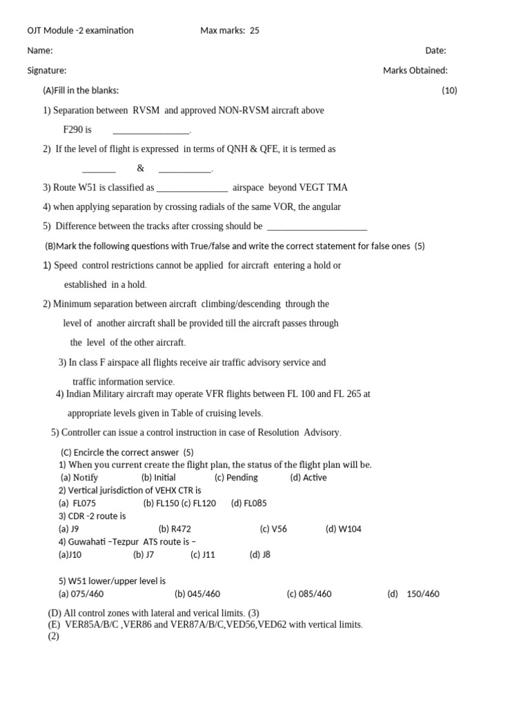 OJT Module 2 Exam: Aviation Regulations | PDF | Aerospace Engineering ...