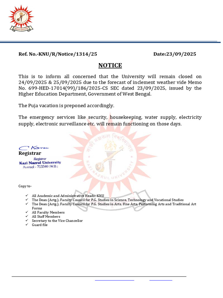 Notice Inclement Weather | PDF