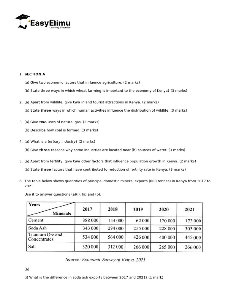 KCSE 2024 Geography Paper 2 Guide | PDF | Agriculture | Livestock
