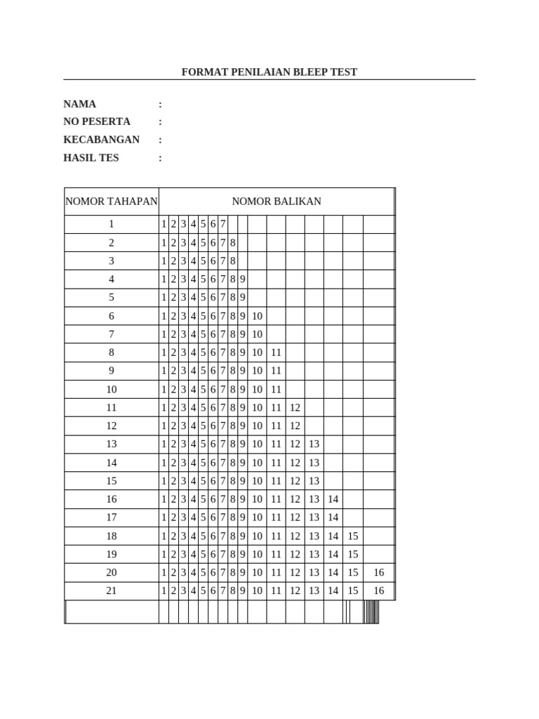 Format Bleep Tes | PDF