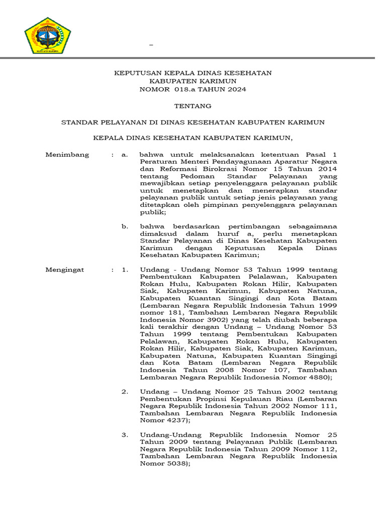 SK Dan Sop Standar Pelayanan Fix | PDF