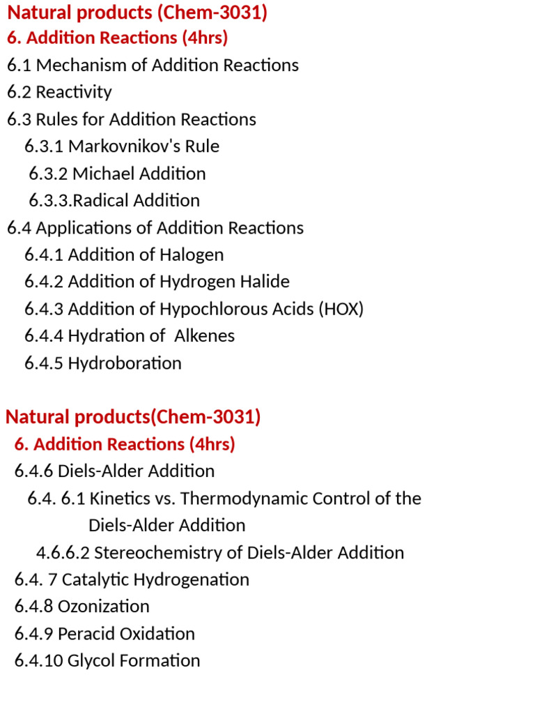 Unit 6 Addition Reactions | PDF | Alkene | Chemical Reactions