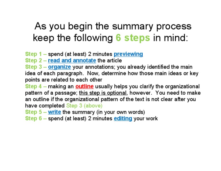 Summary Writing in 6 Steps | PDF