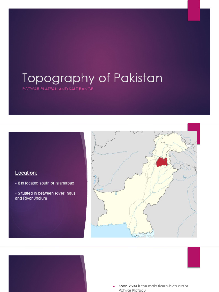 Topography of Pakistan - Potwar Plateau - Salt Range | PDF