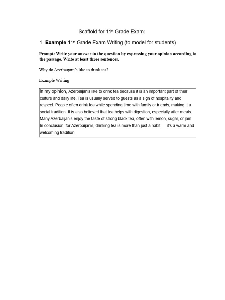 Adapt Me 11th Grade Writing Exam. | PDF
