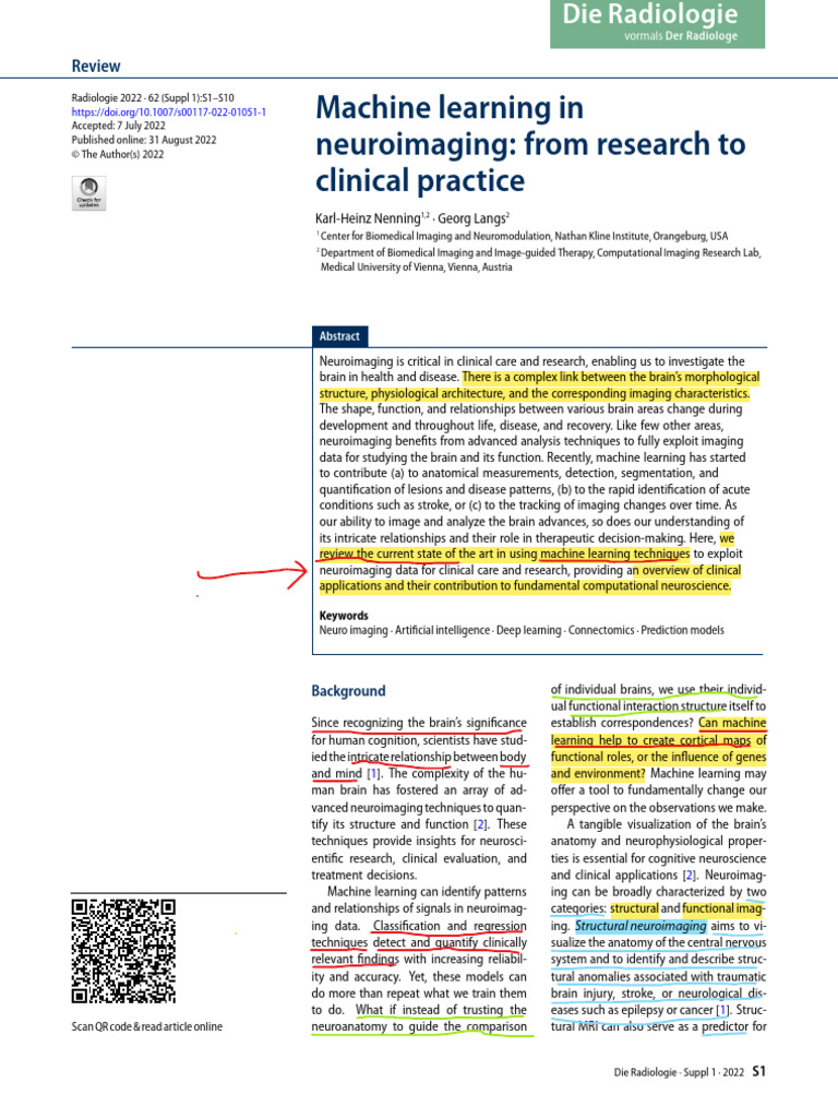 Machine Learning in Neuroimaging - From Research To Clinical Practice ...