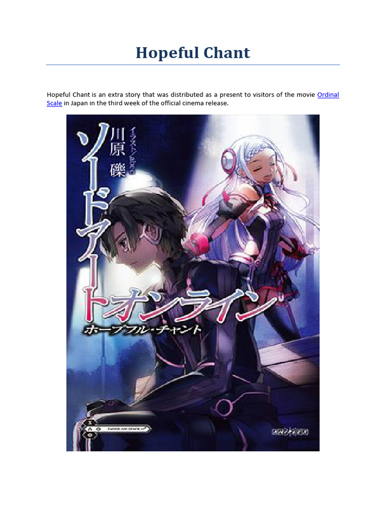 Sword Art Online: Hopeful Chant Story | PDF | Swordsmanship