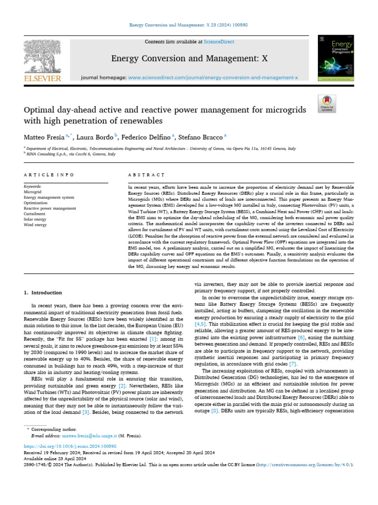 Optimal Day-Ahead Active and Reactive Power Management For Microgrids With High Penetration of ...