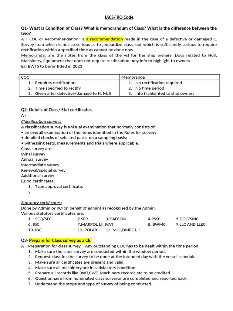 IACS and RO Code QnA | PDF | Boiler | Shipping