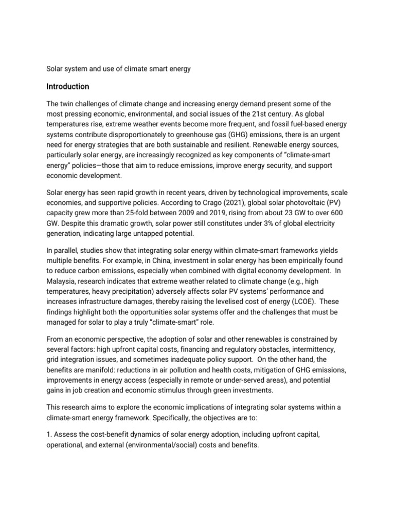 Solar System and Use of Climate Smart Energy-WPS Office | PDF | Solar ...