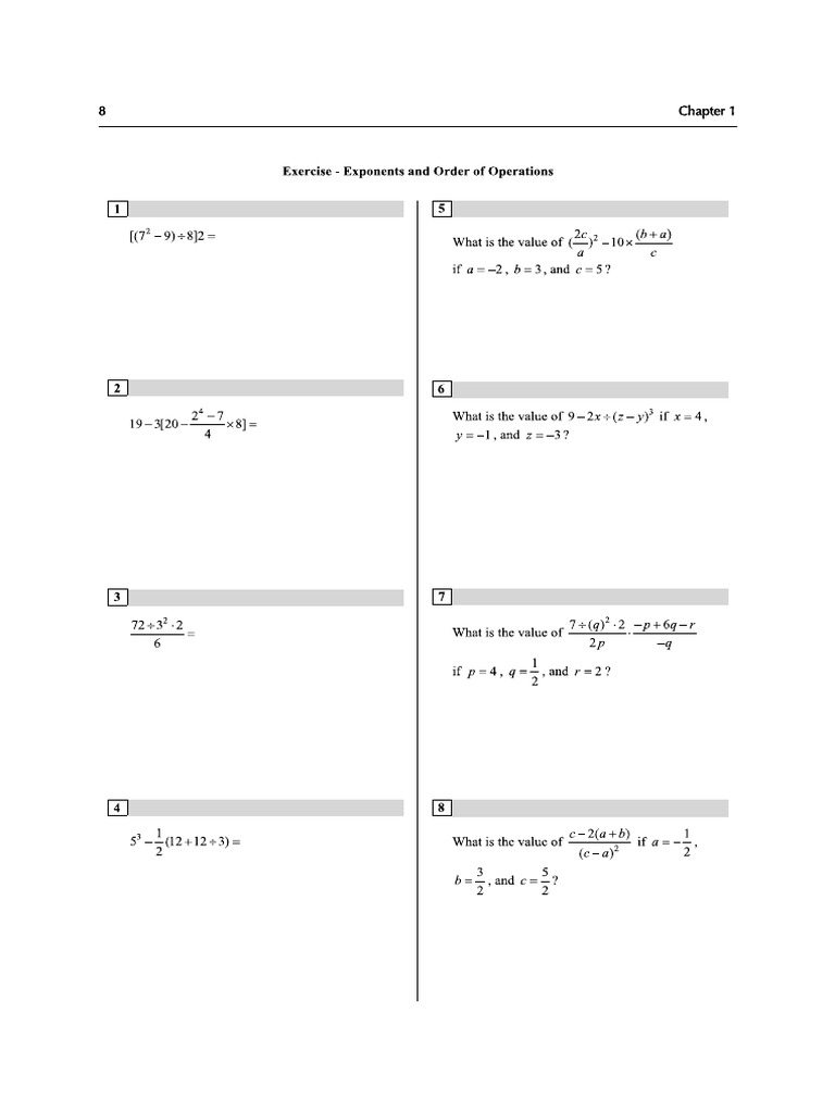Exponents and Order of Operations | PDF