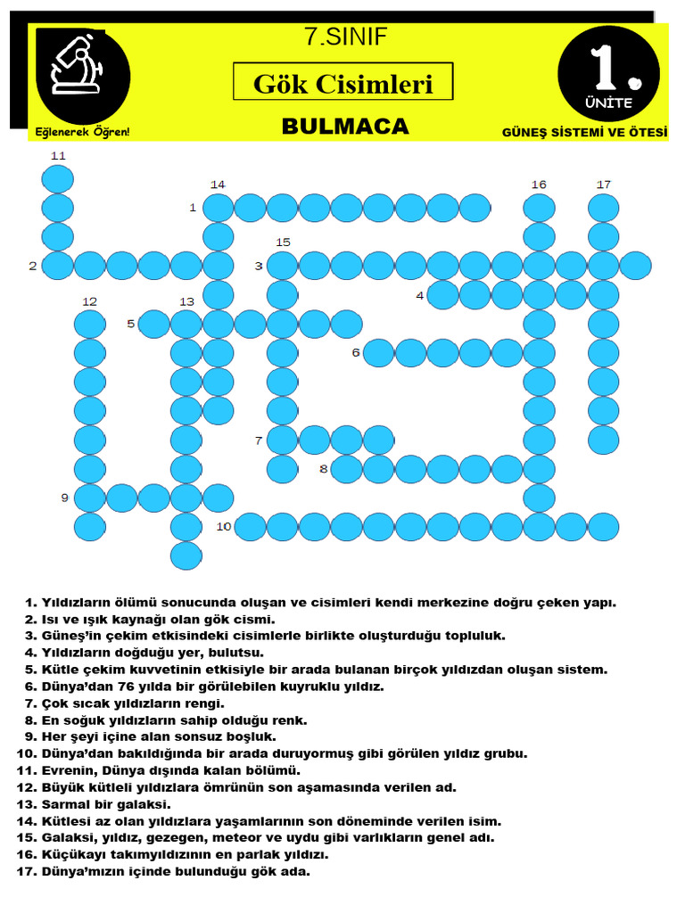 7 Sinif Gok Cisimleri Bulmaca | PDF
