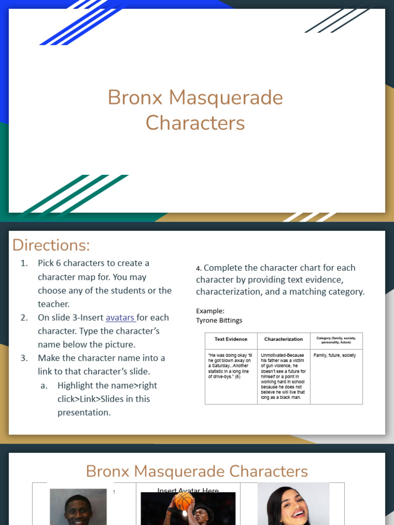 Gabriel Ward - Student Copy of Bronx Masquerade Character Mapping | PDF