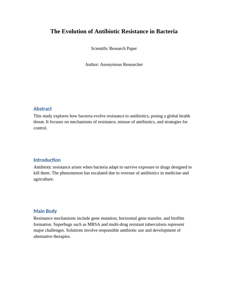The Evolution of Antibiotic Resistance in Bacteria | PDF