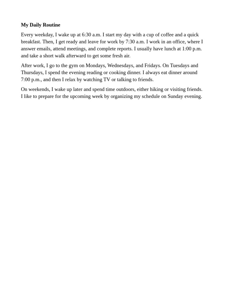 Example My Daily Routine | PDF