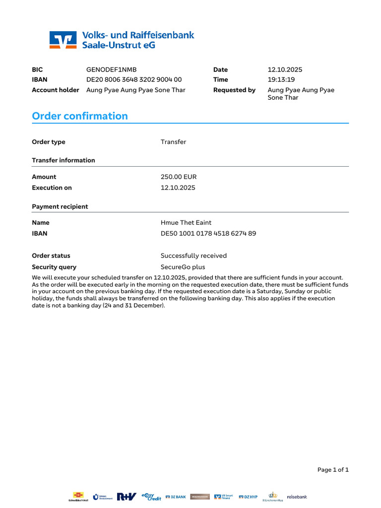 Scheduled Transfer Confirmation | PDF