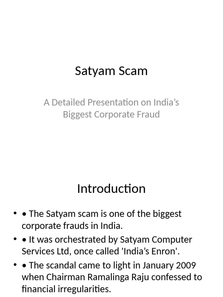 Satyam Scam Presentation | PDF