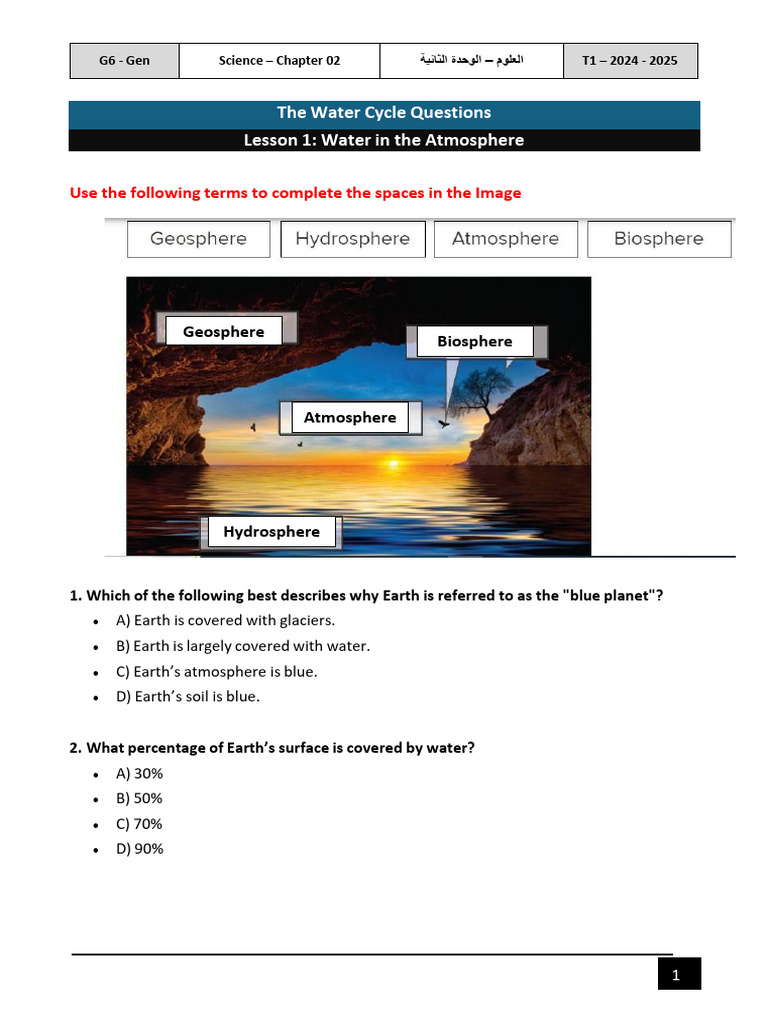Water Cycle and Earth's Water Sources | PDF | Water Vapor | Water