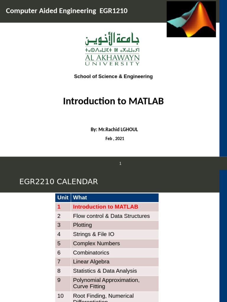 01-Introduction To MATLAB | PDF | Matrix (Mathematics) | Matlab