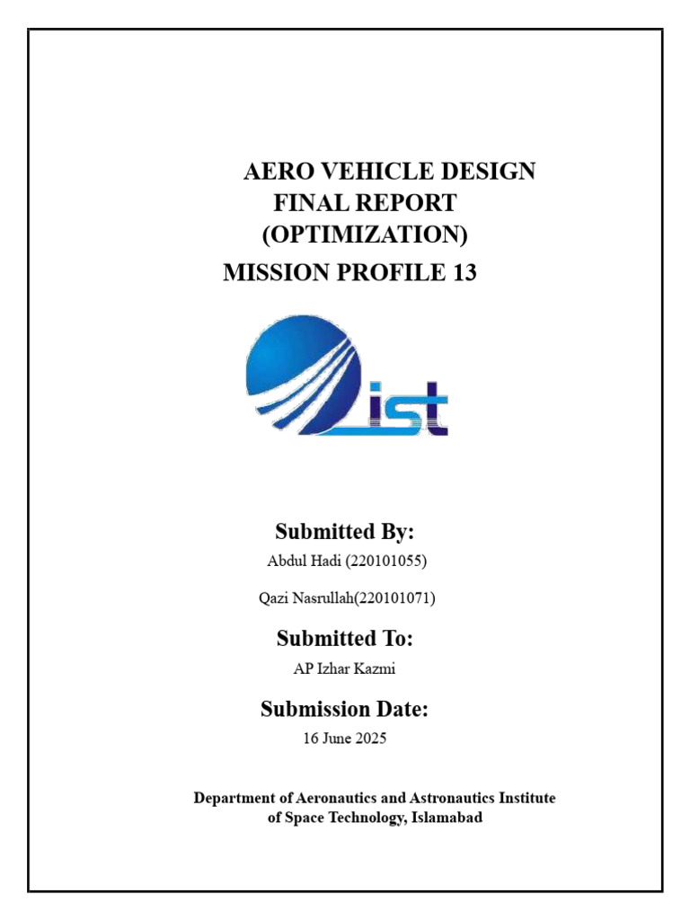 Aero Vehicle Design Optimization Report | PDF