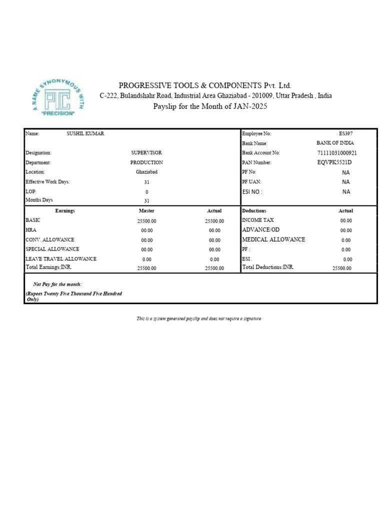 Sushil Kumar Salary Slip | PDF | Employment Compensation | Taxation