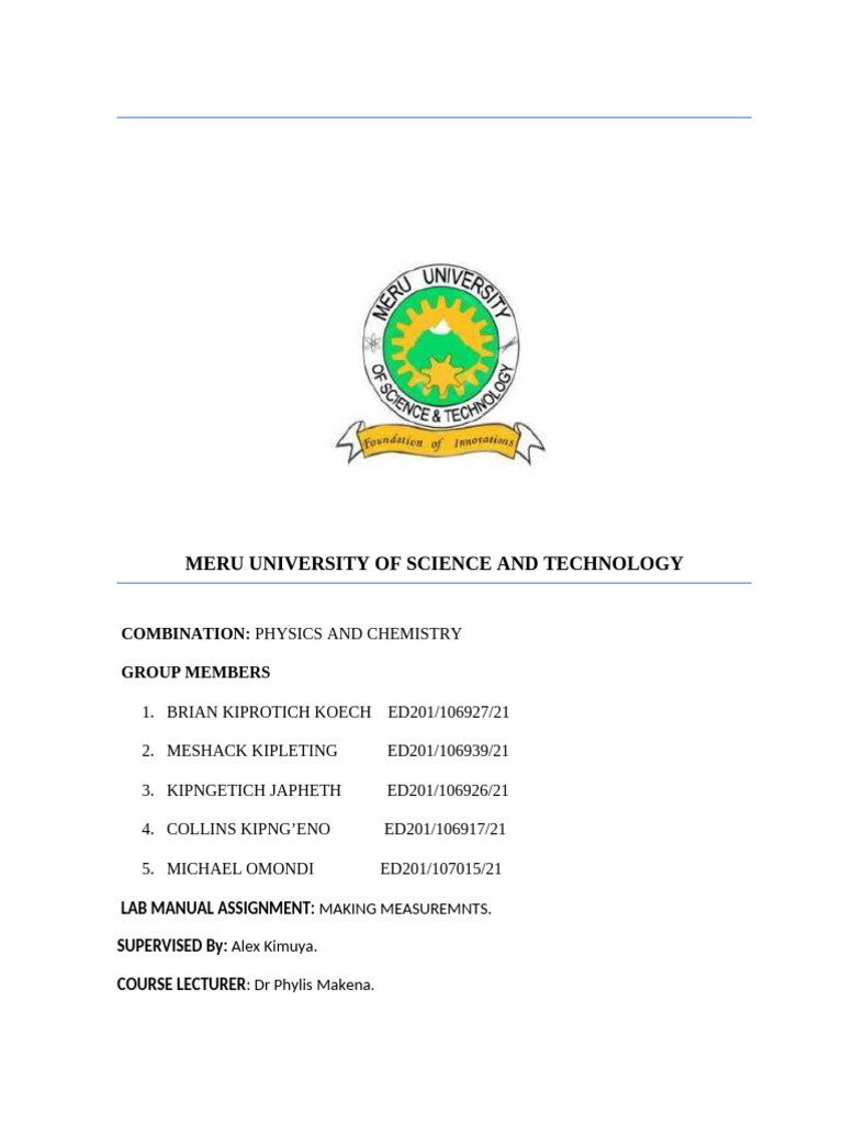 Physics and Chemistry Measurement Lab Guide | PDF | Measurement | Pendulum