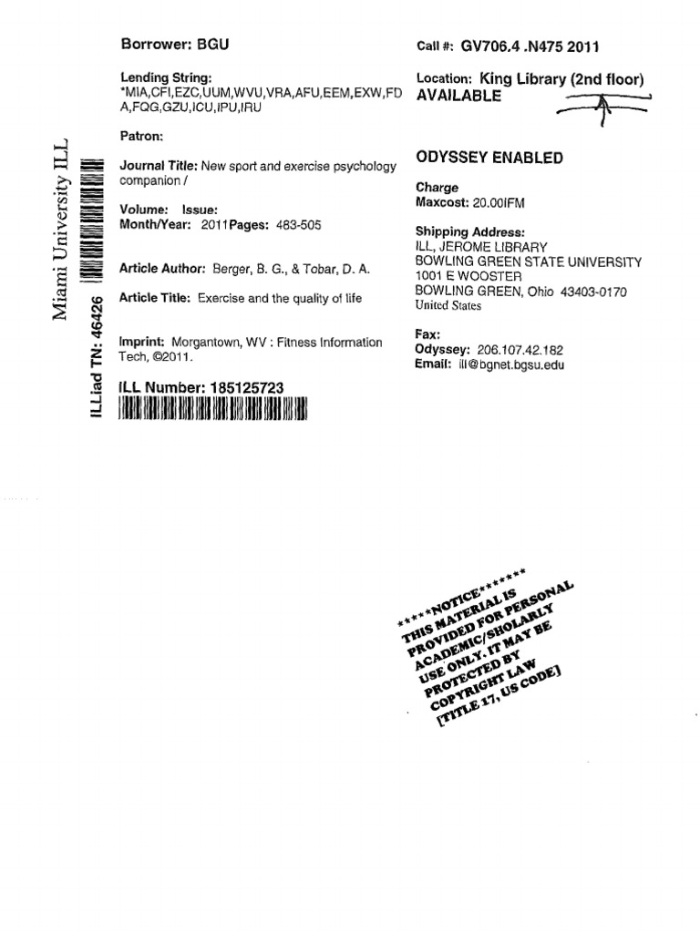 2011 Berger and Tobar Exercise and Quali | PDF