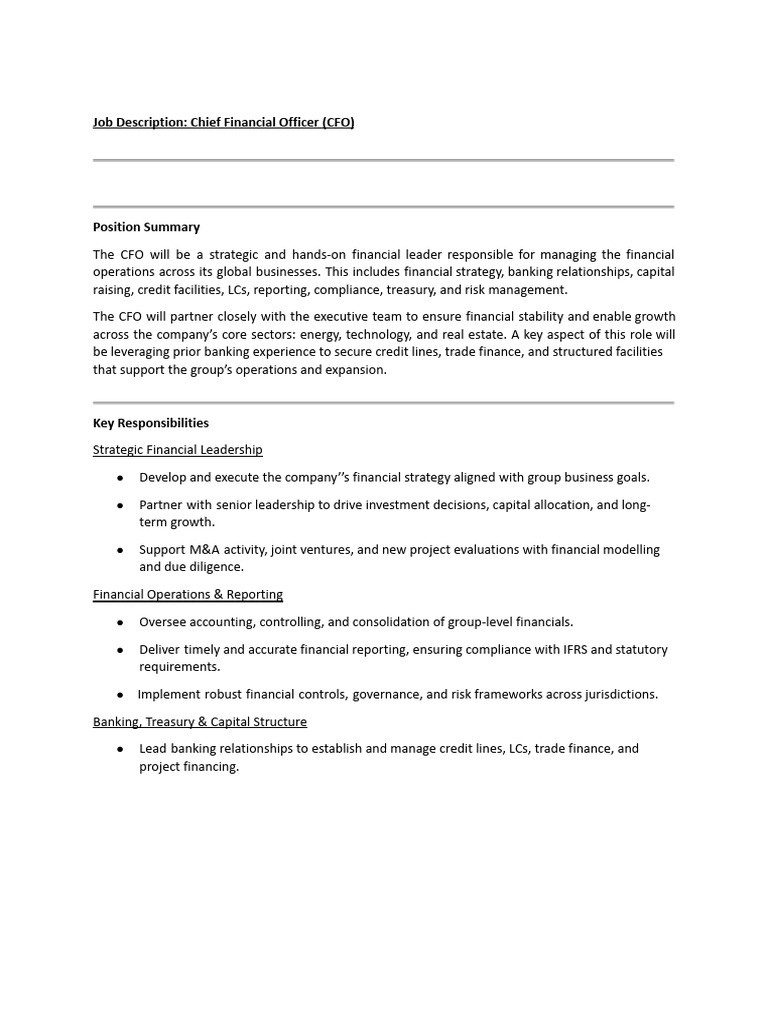 Chief Financial Officer - JD | PDF | Banks | Chief Financial Officer