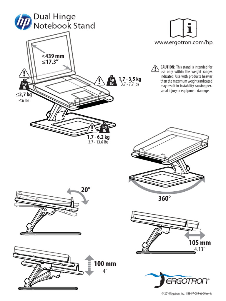 Dual Hinge Notebook Stand: 1,7 - 3,5 KG 2,7 KG | PDF