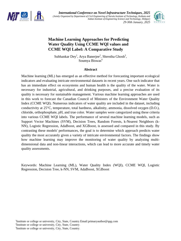 Machine Learning for Water Quality Prediction | PDF | Machine Learning ...