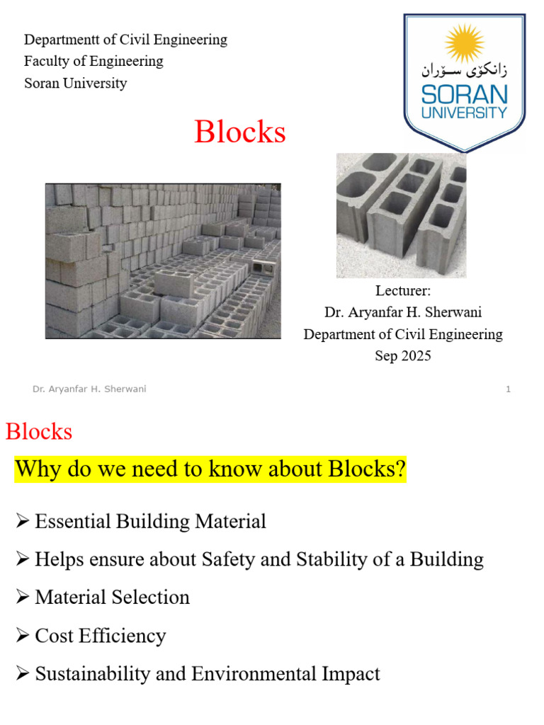 Lecture 3 Blocks | PDF | Concrete | Masonry