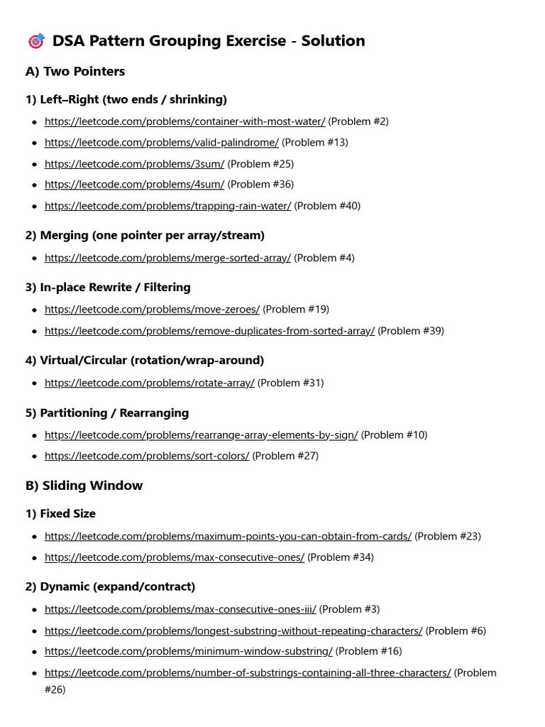 DSA Pattern Grouping Exercise - Complete Solution | PDF | Theoretical Computer Science ...