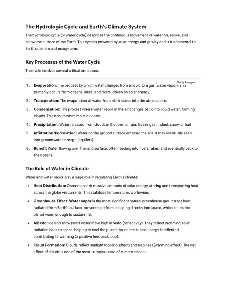 The Hydrologic Cycle and Earth's Climate System | PDF