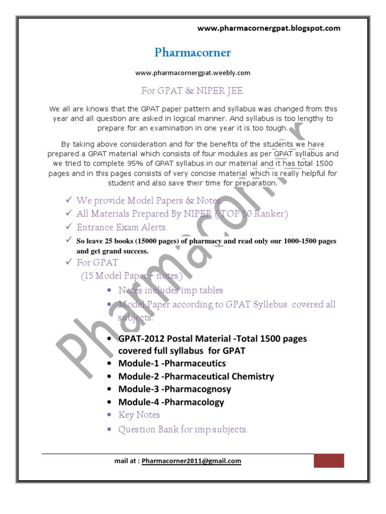 GPAT & NIPER JEE Study Material | PDF | Alkaloid | Pharmaceutical ...