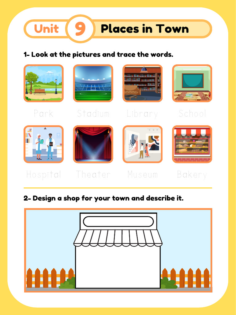 Places in Town: Vocabulary & Design Activities | PDF