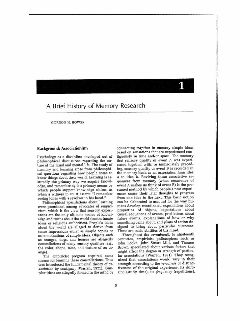 A Brief History of Memory Research | PDF