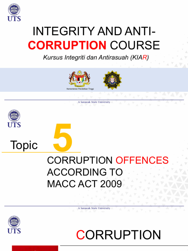 Topic 5 - Corruption According To MACC Act 2009 | PDF | Bribery | Crimes