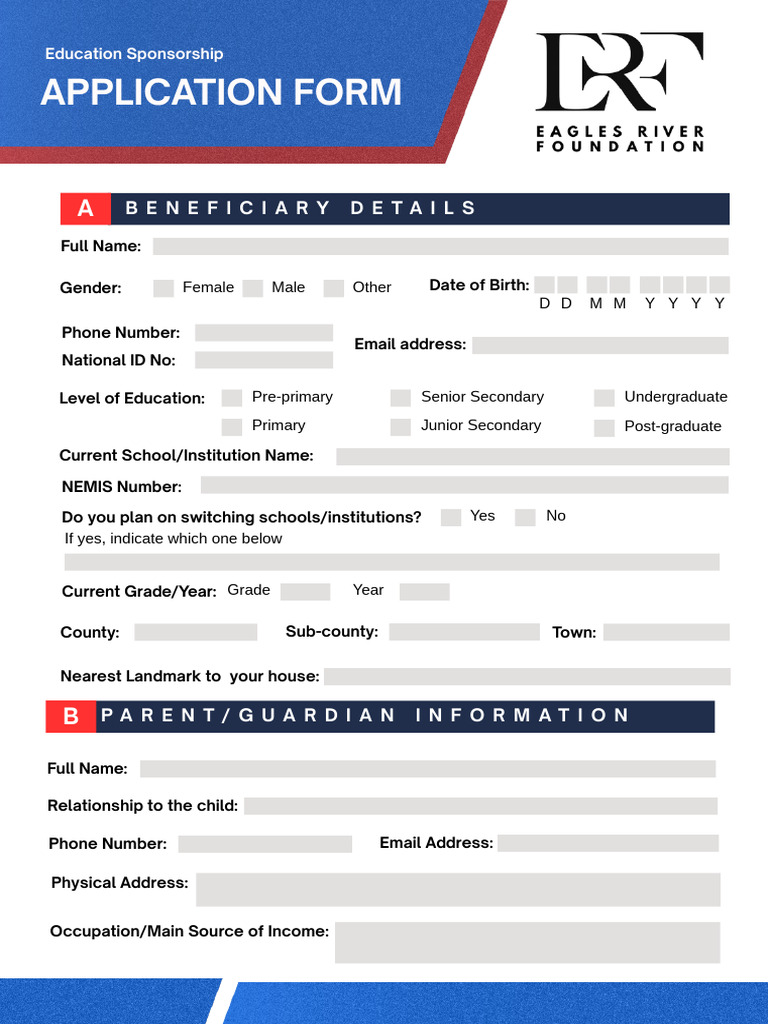 Eagles River Foundation Application Form | PDF | Disability | Parent