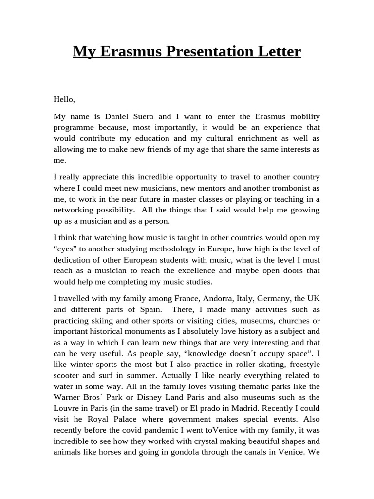 My Erasmus Presentation Letter | PDF