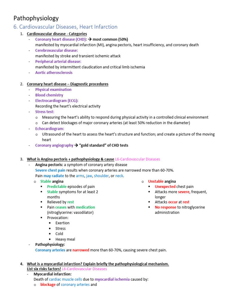 Qna_6_patho - Cardiovascular Diseases, Heart Infarction | PDF | Myocardial Infarction | Coronary ...