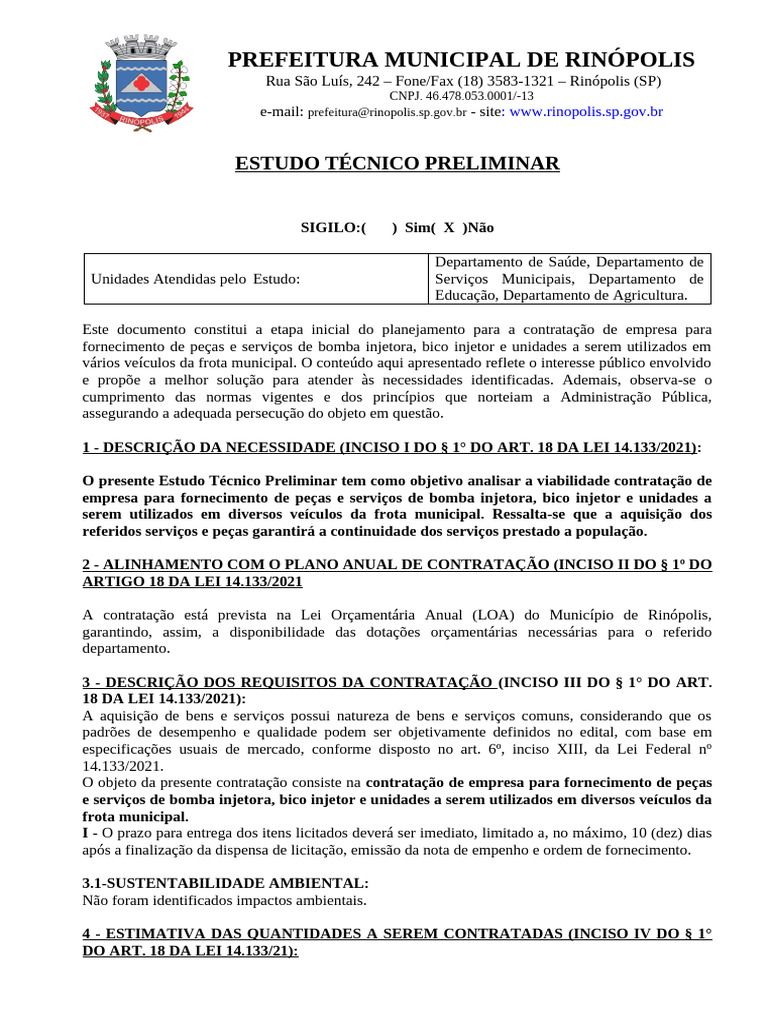 ETP - Estudo técnico preliminar - modelo | PDF | Economias