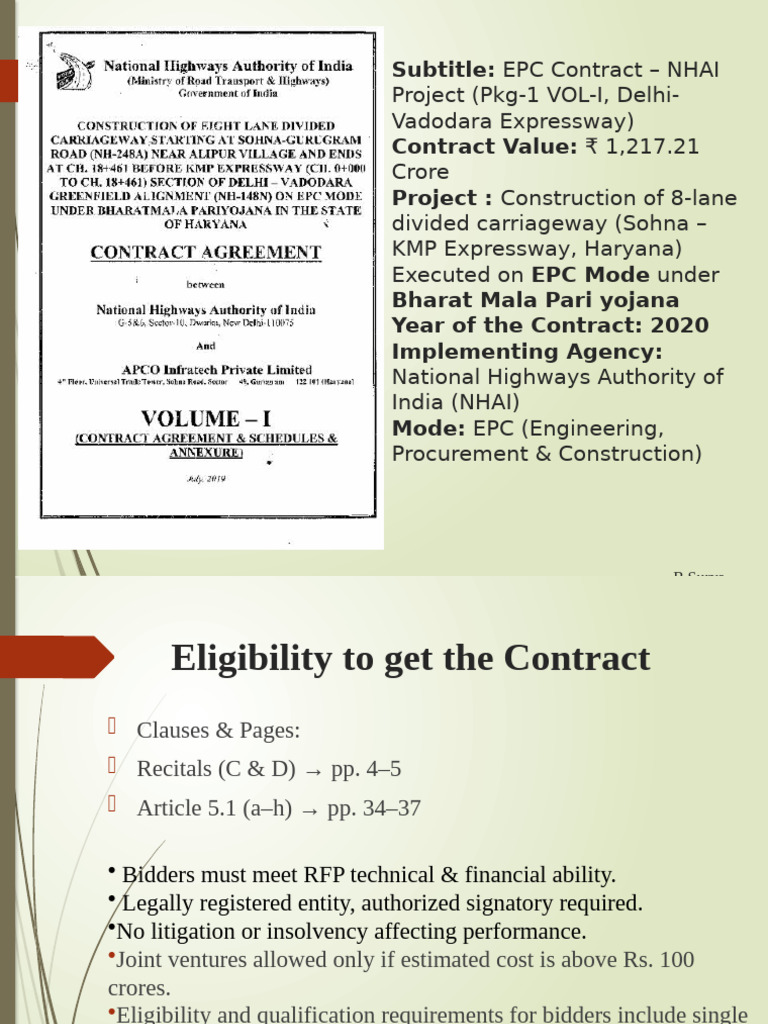 NHAI EPC Contract Guidelines and Compliance | PDF | Business Law ...