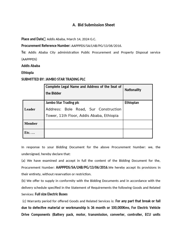 Bid Submission Sheet | PDF | Bankruptcy | Private Law