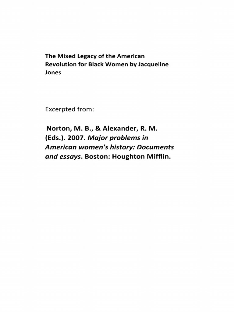 Week 4 B. The Mixed Legacy of The American Revolution For Black Women ...