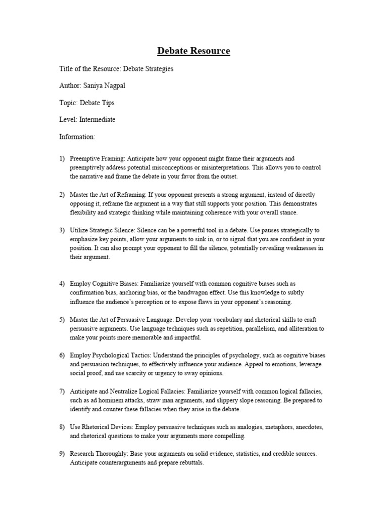 Debate Strategies by Saniya Nagpal | PDF | Argument | Fallacy
