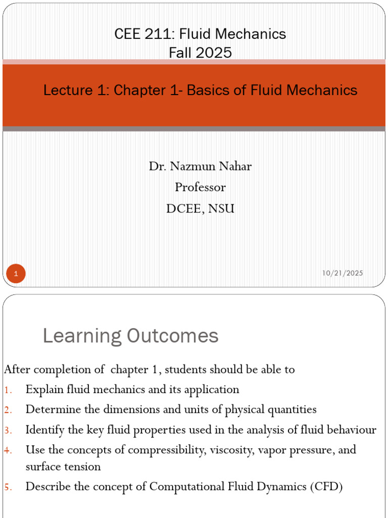 Lec1 Fluid Basics Fall2025 | PDF | Computational Fluid Dynamics | Fluid ...
